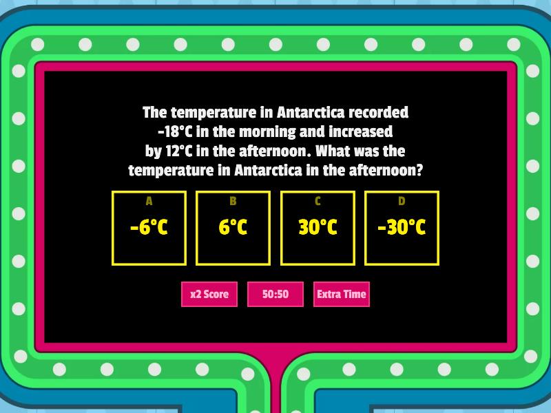 Addition and Subtraction of Integers - Gameshow quiz