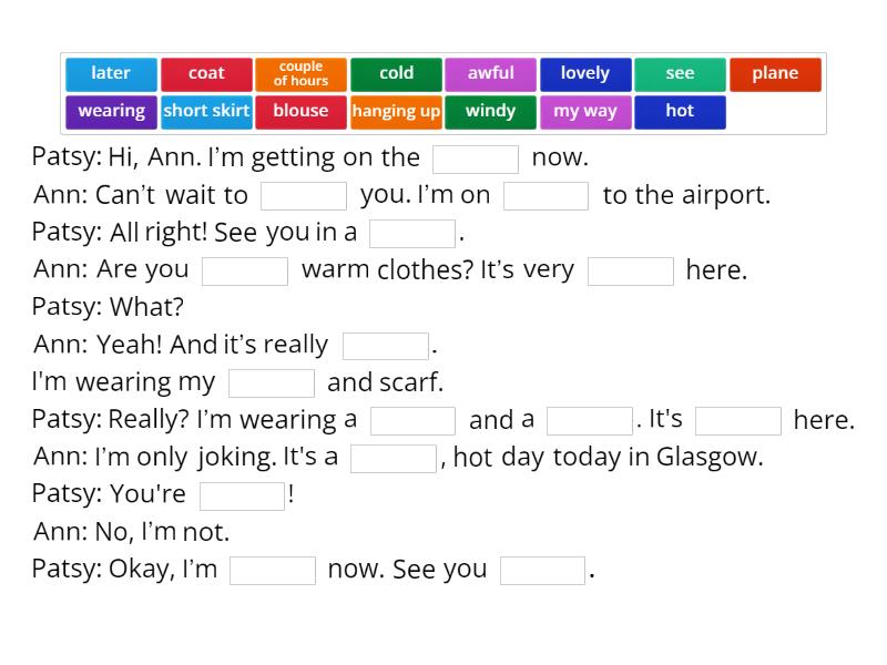 Dialogue 3 - Missing word