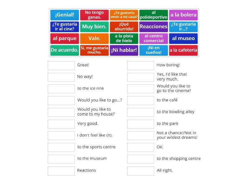 ¿Te gustaría ir al cine? viva 2 Module 4 - Match up