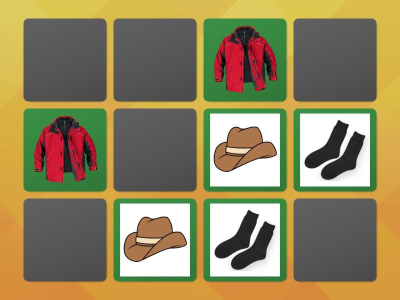 Memory game. Clothes. - Matching pairs