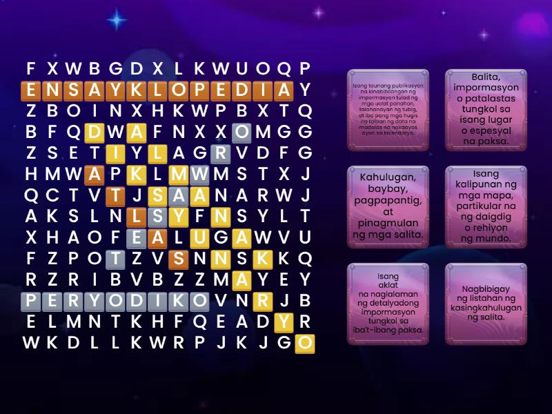 QUIZ GAME - Sopa de letras