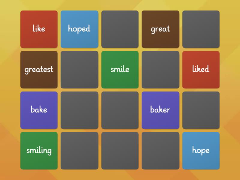 Suffix memory game - Matching pairs