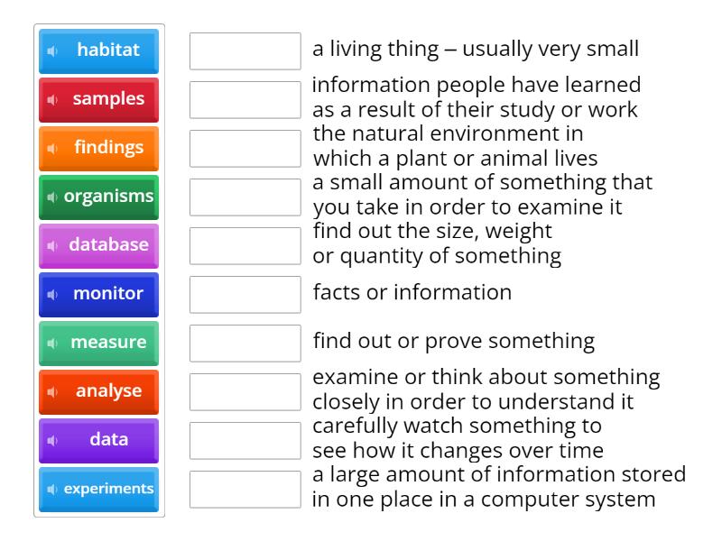 Match the word with the definition - Match up