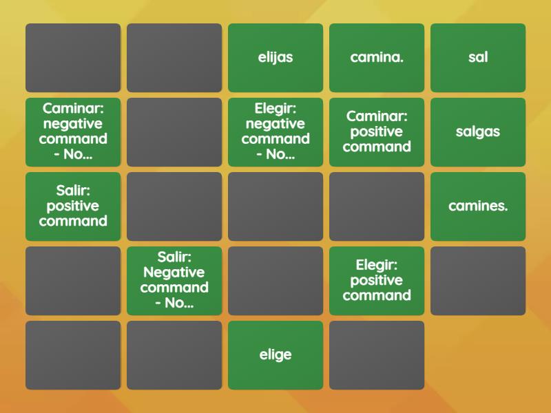 Positive and negative commands - Matching pairs