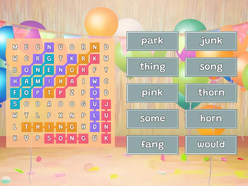 Word Search glued sounds - Wordsearch