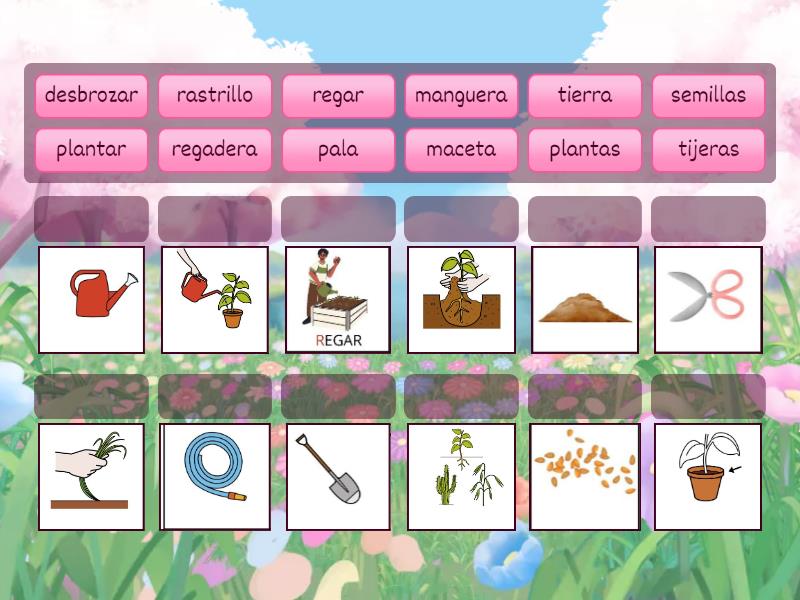 Vocabulario de la huerta - Une las parejas