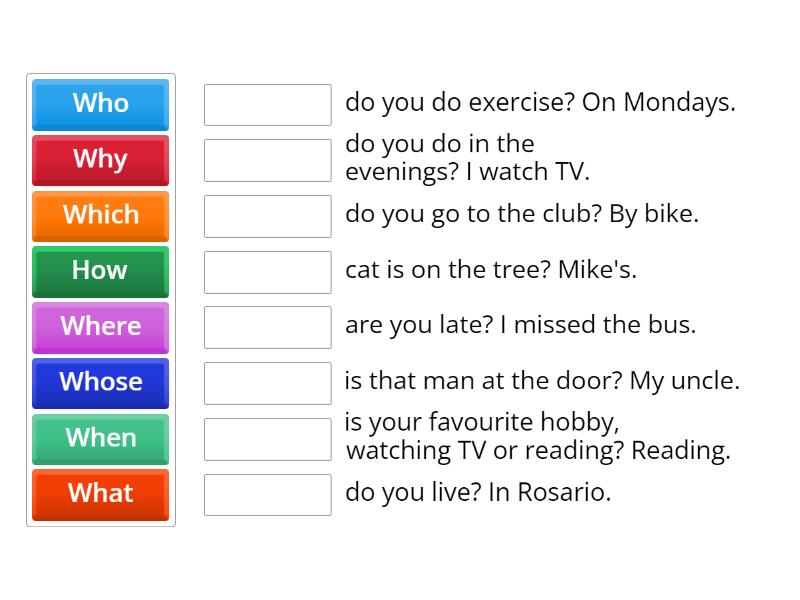 Question words - A1 - Match up