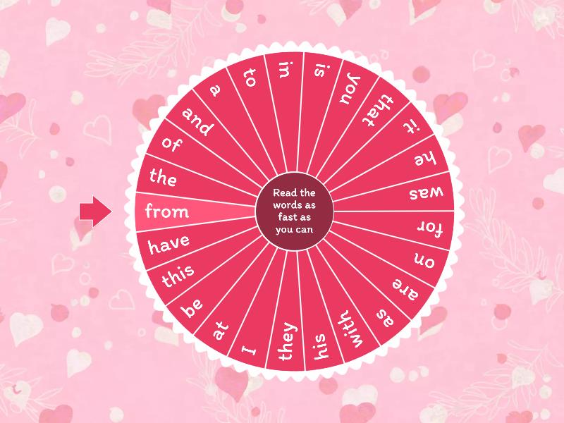 Fry Words List 1-25 - Spin the wheel