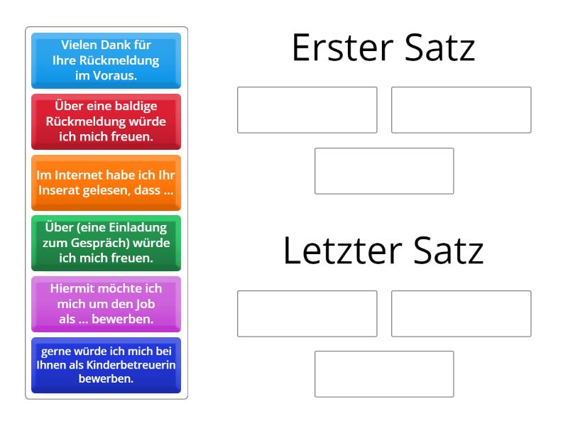 Erster Satz oder letzter Satz? (halb)formelle E-Mail - Group sort