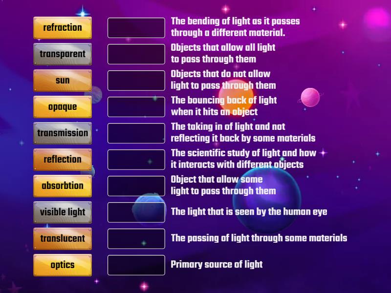 effects of heat and electricity, light and sounds on people and objects part 2 - Match up