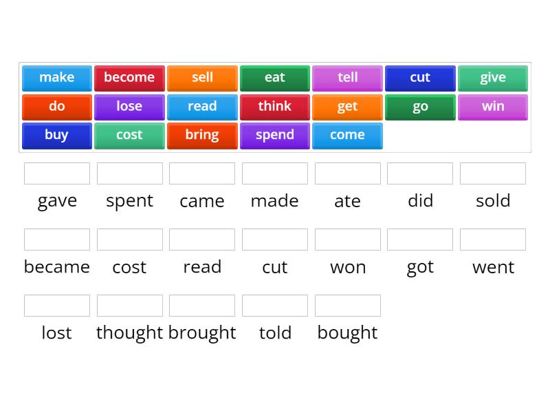 E ONE 6B irregular verbs - Match up