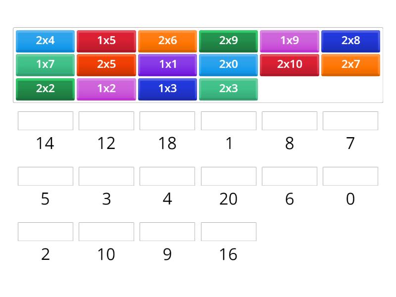 Multiplication Facts 0-2 - Match up