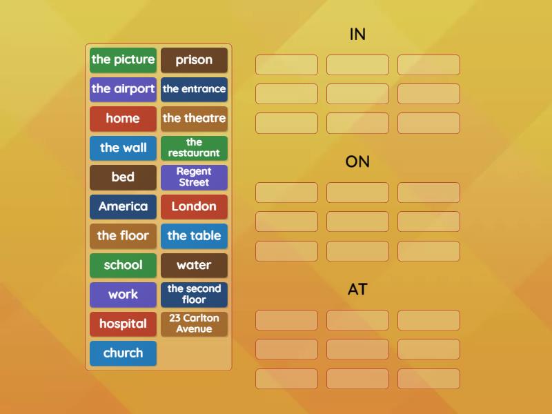 Prepositions of place - Group sort
