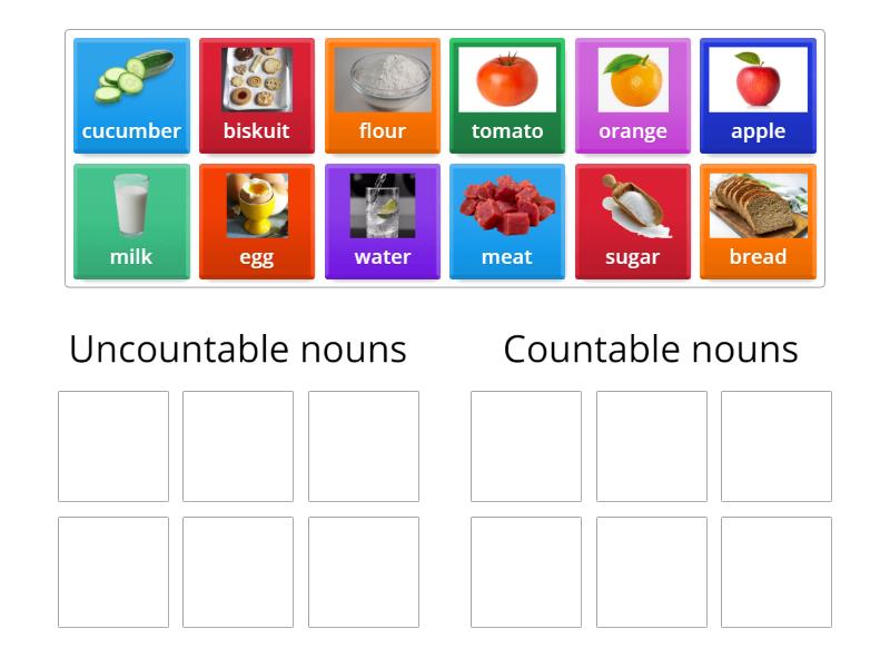 countable and uncountable verbs - Group sort