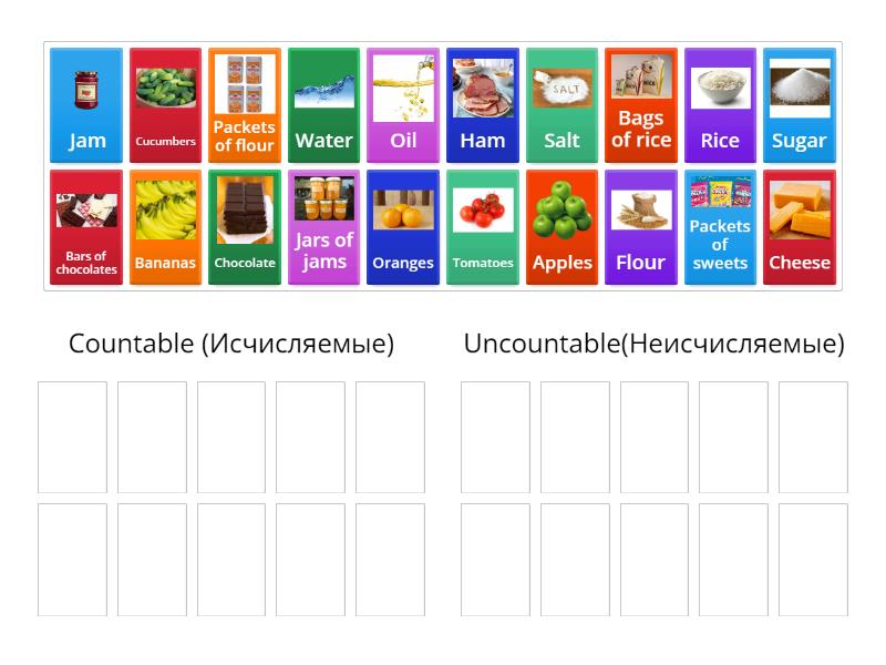 Countable\uncountable food items - Group sort