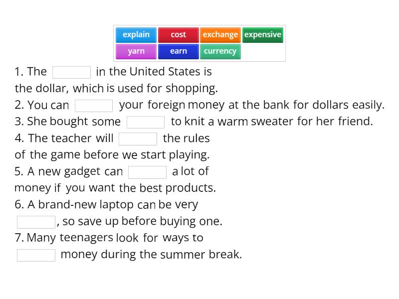 vocab lesson 2 - Complete the sentence