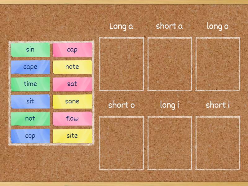 Know your long & short vowels (A/I/O) - Group sort
