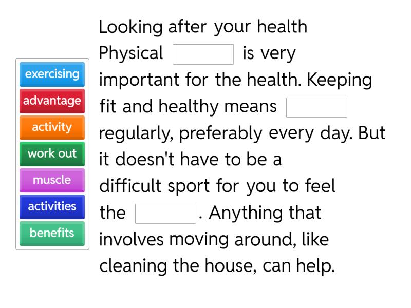 Health, healthy eating and sports - Complete the sentence