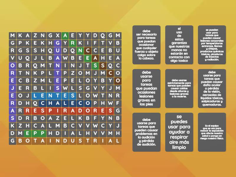 JUEGO DE EPP - Wordsearch JUEGO DE EPP - Wordsearch