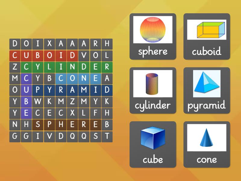 3D Shapes - wordsearch - Sopa de letras