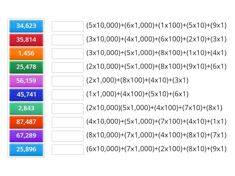 Expanded Notation - Match up
