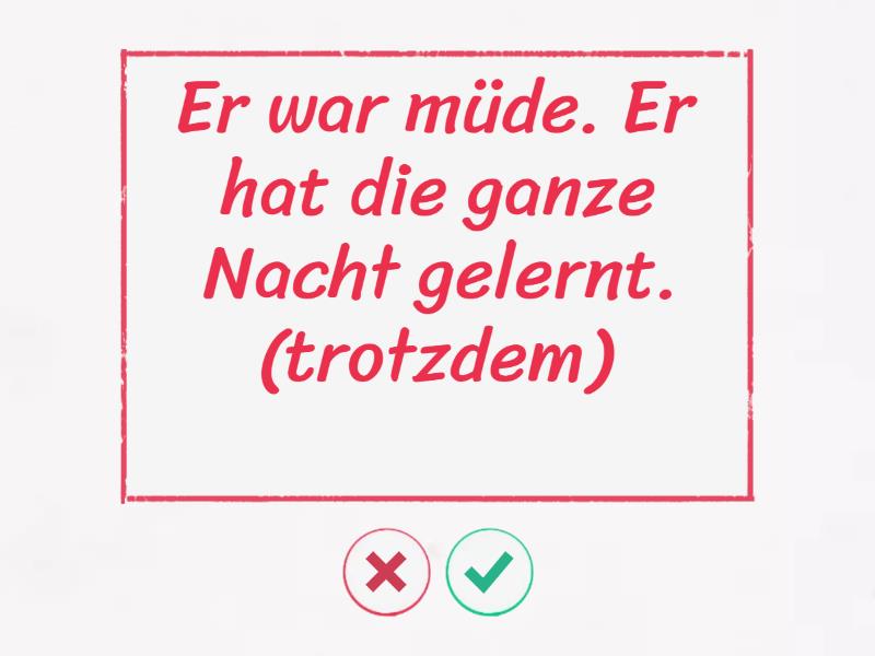 obwohl/trotzdem - Flash-Karten