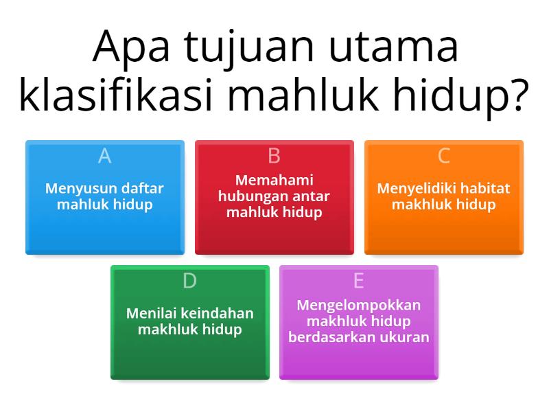 Klasifikasi Mahluk Hidup - Quiz