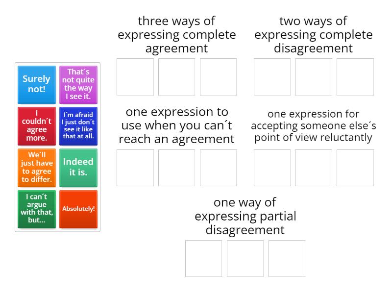 C1.4 Unit 7 Speaking-agreeing and disagreeing - Ordenar por grupo
