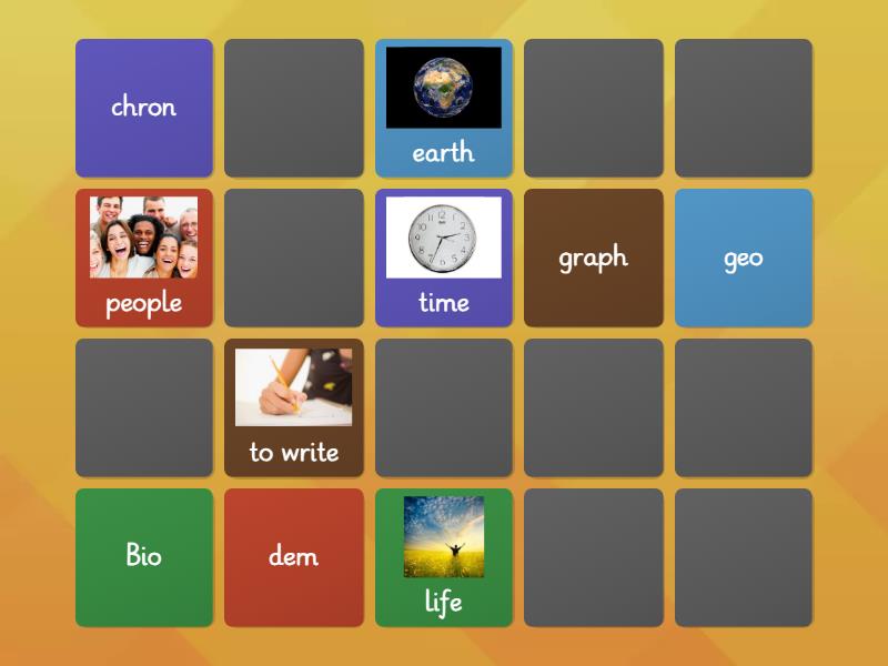 Greek Roots Unit 1 - Matching pairs