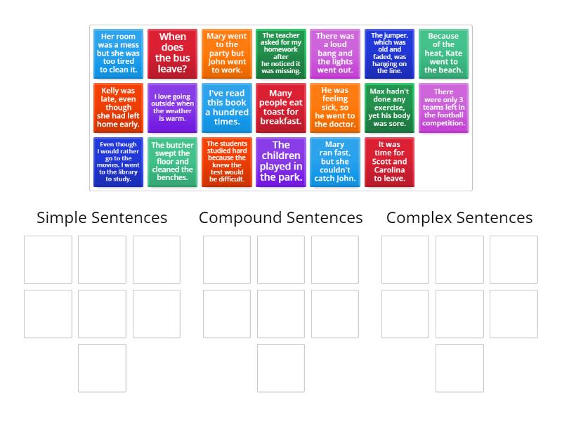 Sentence Types - Sorting Activity - Group sort