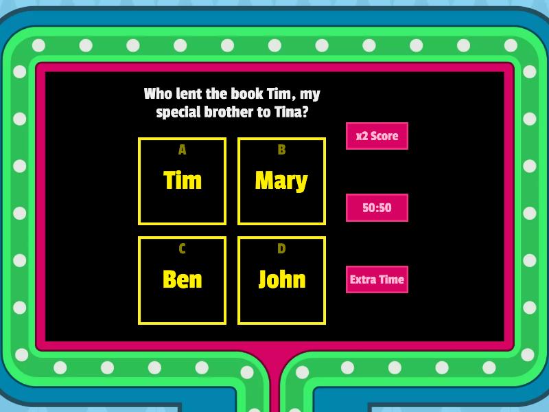Reading Comprehension - Gameshow quiz