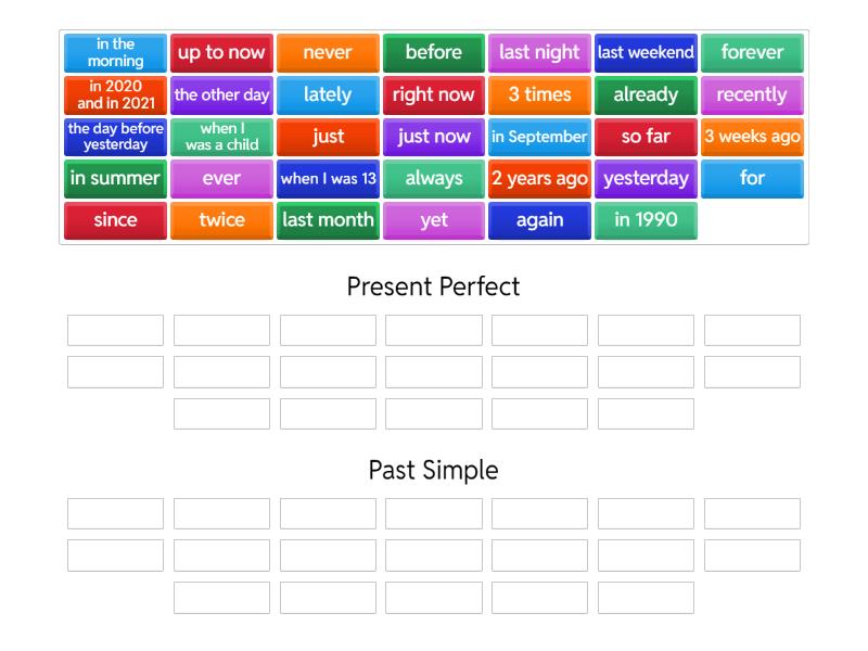 Time indicators Present Perfect \ Past Simple - Group sort