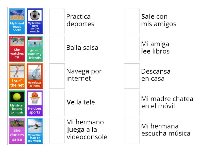 Actividades - Spanish Present tense - Using "He/She" - Match up