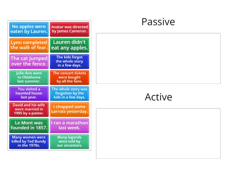 Passive vs Active Voice - Ordenar por grupo