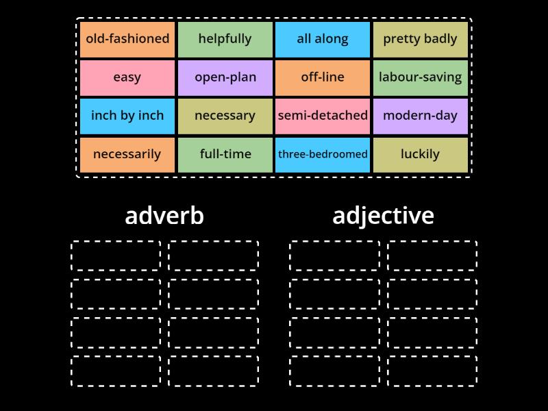 Unit 4. My space. Compound adverbs and ajectives. - Group sort