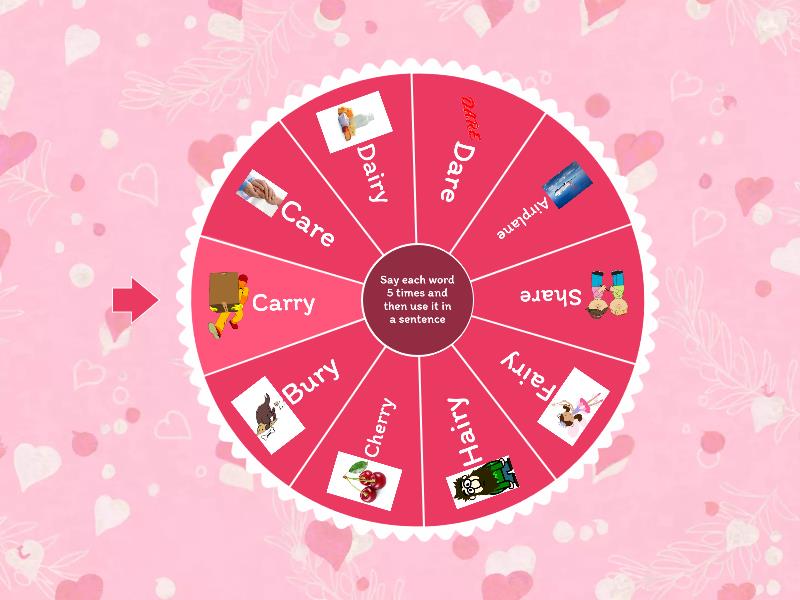 Vocalic R: Air words - Spin the wheel