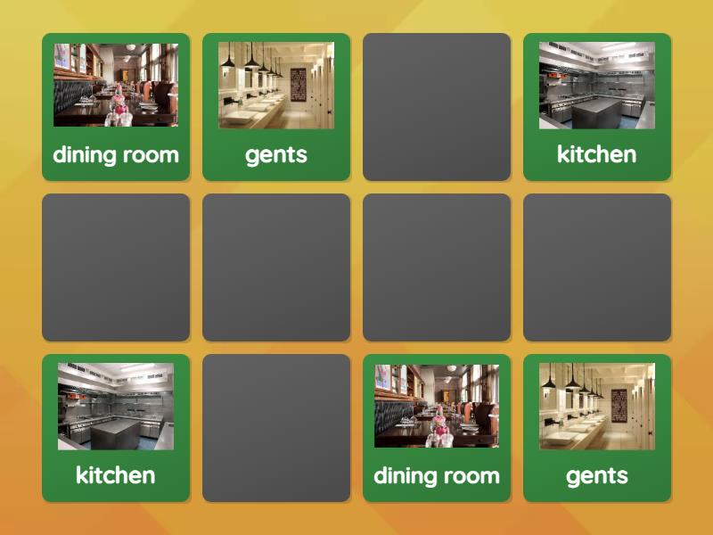 Parts of the restaurant memory game - Matching pairs