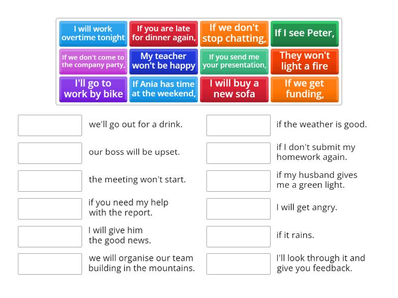 First conditional - Match up