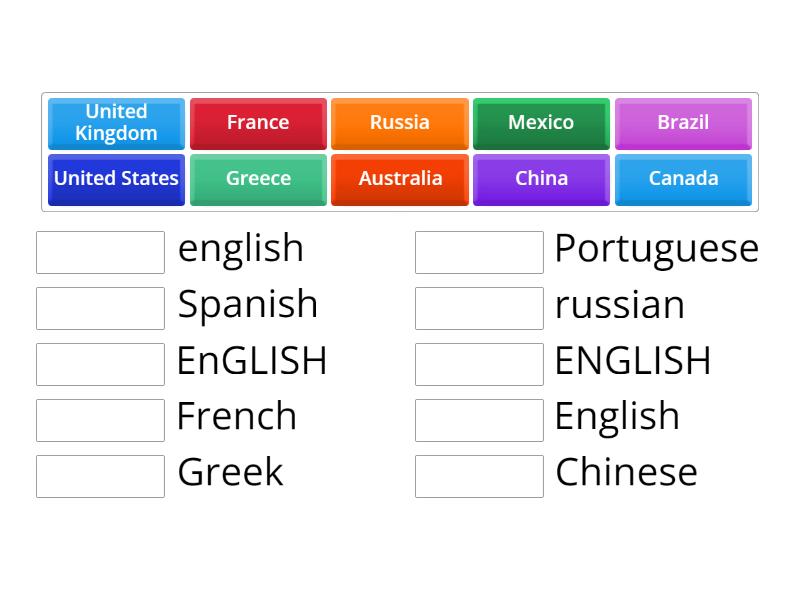 COUNTRIES AND LANGUAGES - Match up