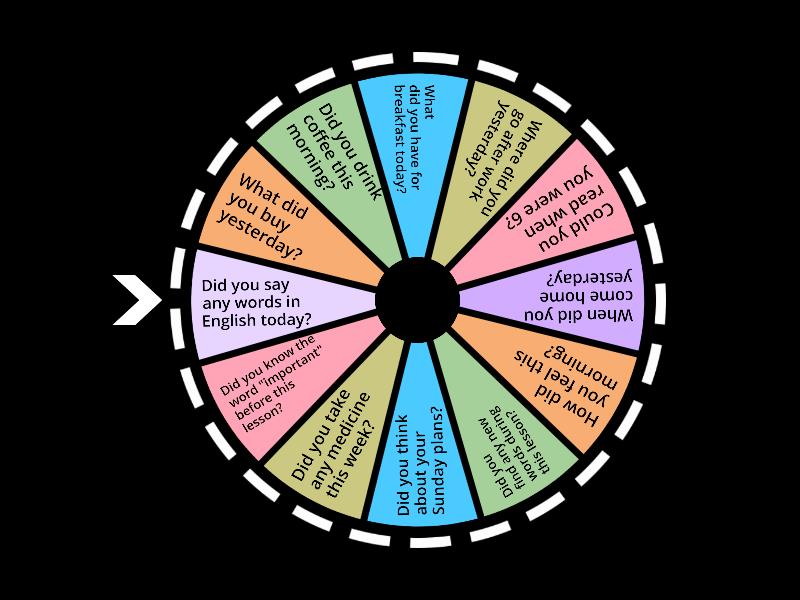 English File Elementary 7C : Irregular Verbs (Questions) - Spin the wheel