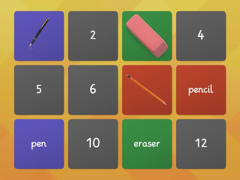 school objects - fun 1 - Matching pairs