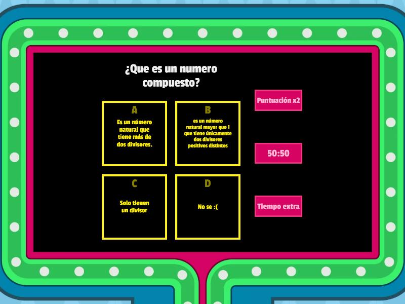 Numeros primos y compuestos - Gameshow quiz