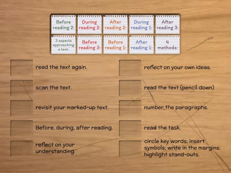 Critical Reading Strategies - Match up