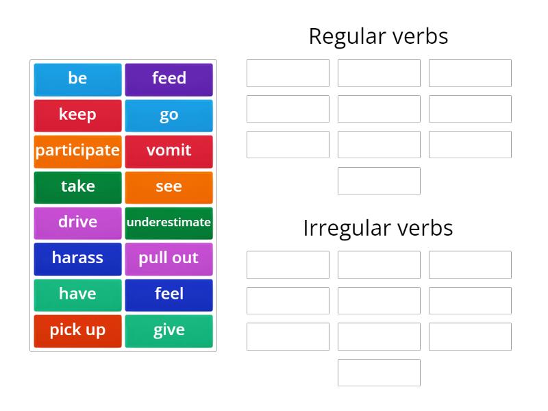 Regular and irregular verbs. - Group sort