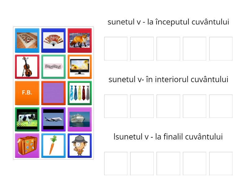 Sunetul si litera v - sortare imagini - Group sort