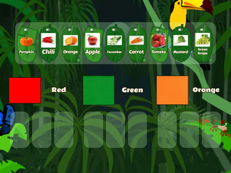 Fruits and Vegetables Color Matching Activity - Group sort