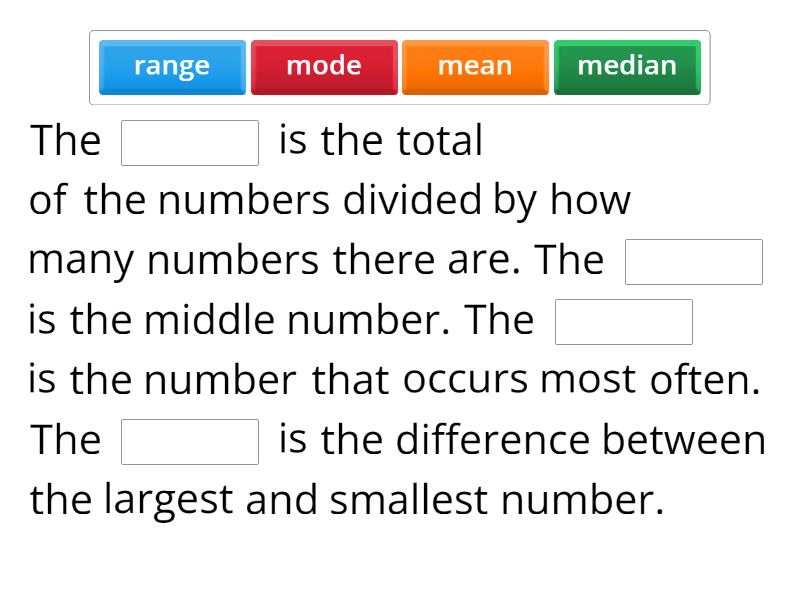 Mode, Median, Range, Mean? - Complete the sentence