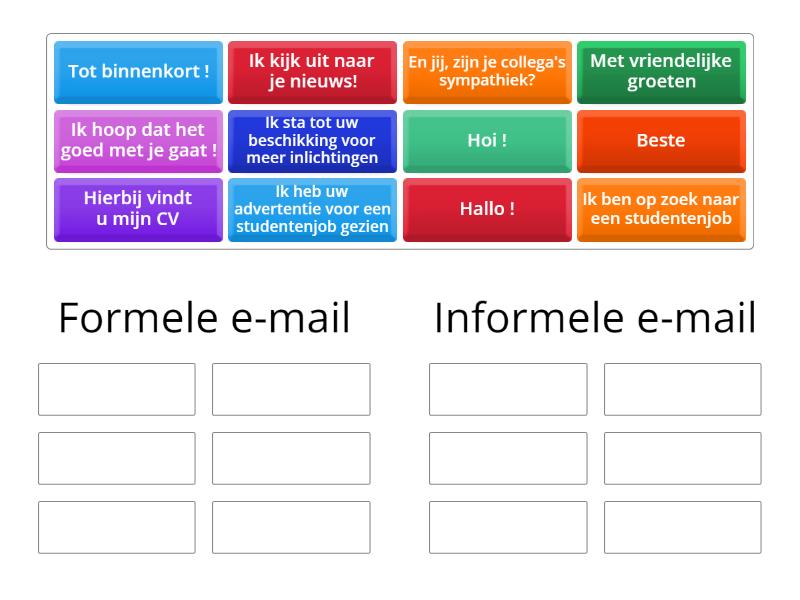 Formele en informele e-mail - Group sort