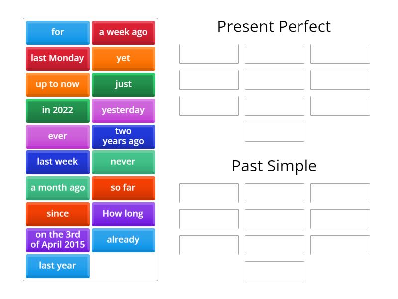 2A - Intermediate - past simple present perfect key words - Group sort