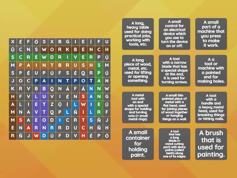 Tools and machines Word Search - Wordsearch